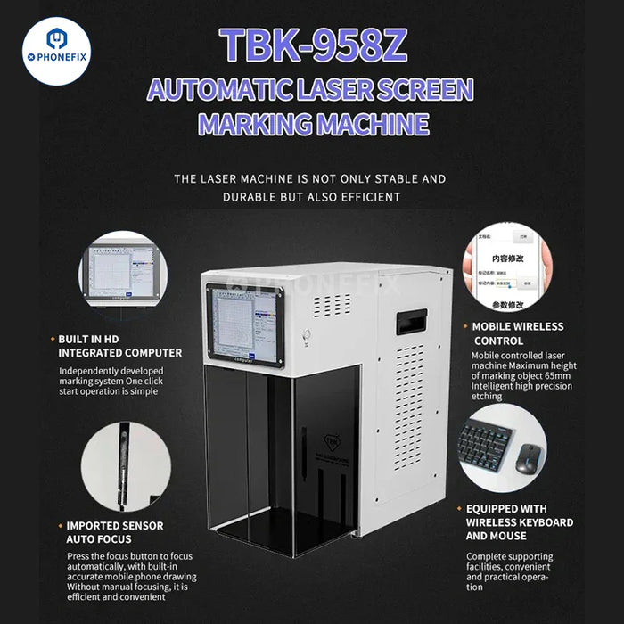 TBK 958Z Purple Light Laser Marking Machine Phone Back Glass Removal