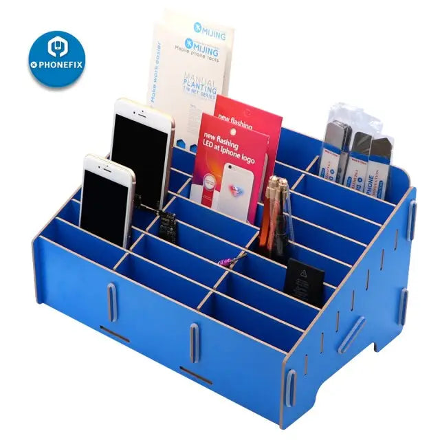 Wooden Organizer - 24 Grid Desktop & Classroom Phone Storage Box