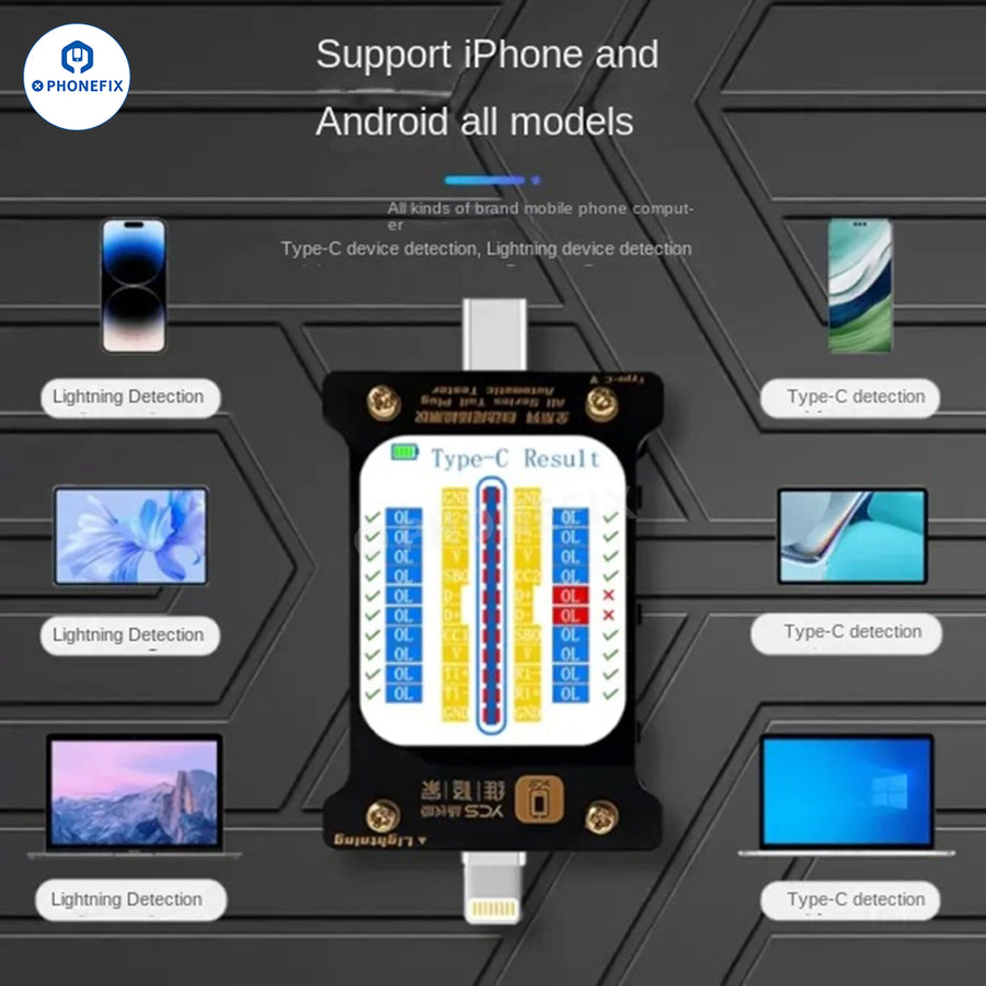 Mechanic Type-C Lightning Charging Port Detector Tail Plug Tester