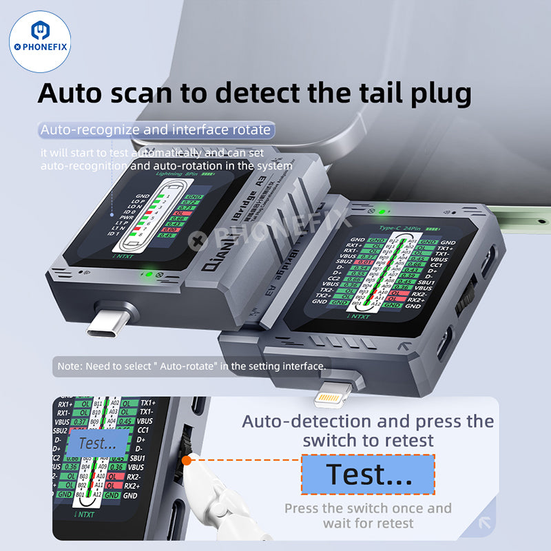 QianLi iBridge A3 Tail Plug Analysis Tester with Lightning Type-C Port