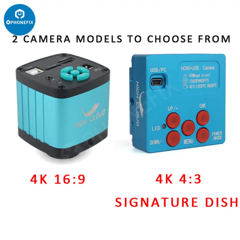 48MP 4K Industrial Digital Microscope Camera Set with 130X Lens