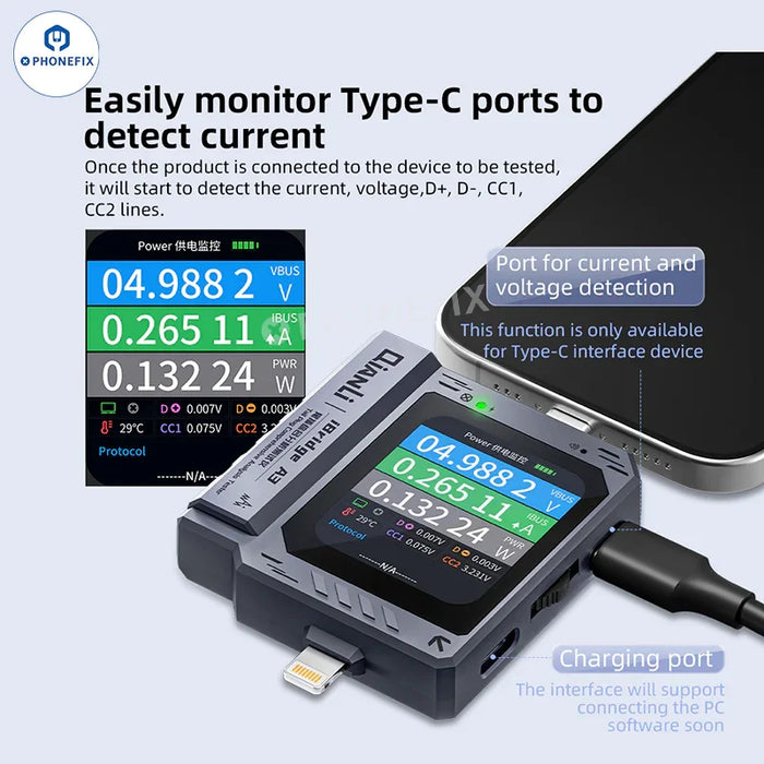 QianLi iBridge A3 Tail Plug Analysis Tester with Lightning Type-C Port