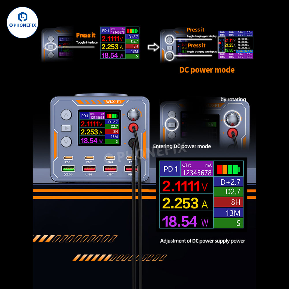 WLX-F1 140W PD QC 8 Ports Fast Charging Station Wireless Charger