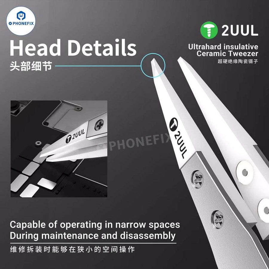2UUL TW31 Ceramic Tweezers IC Component Disassembly Pickup Tool