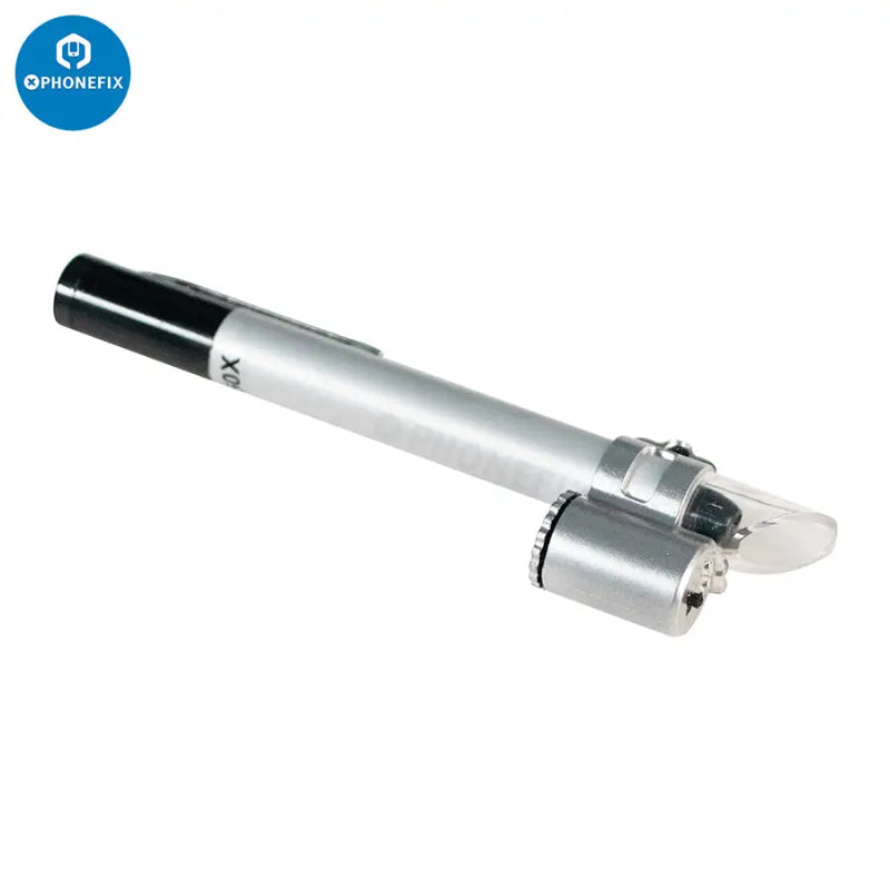 50X Pen Style Magnifying Glass Pocket Scale Microscope Lighted Loupe