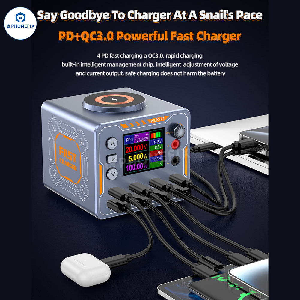 WLX-F1 140W PD QC 8 Ports Fast Charging Station Wireless Charger