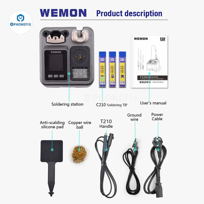 WEMON T31 Soldering Station Compatible C115 C210 C245 Iron Tip | CHINA ...