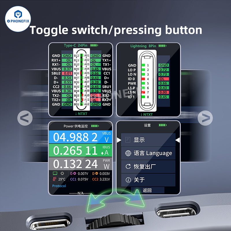 QianLi iBridge A3 Tail Plug Analysis Tester with Lightning Type-C Port