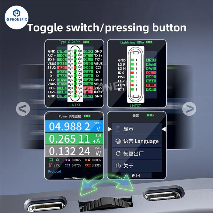 QianLi iBridge A3 Tail Plug Analysis Tester with Lightning Type-C Port ...