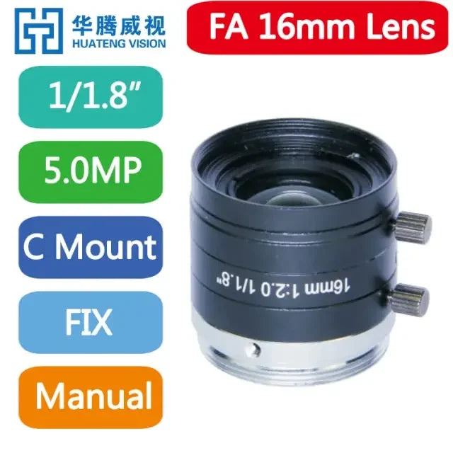 5MP 1/1.8Inch fixed-focal lenses machine vision Industrial Manual Iris