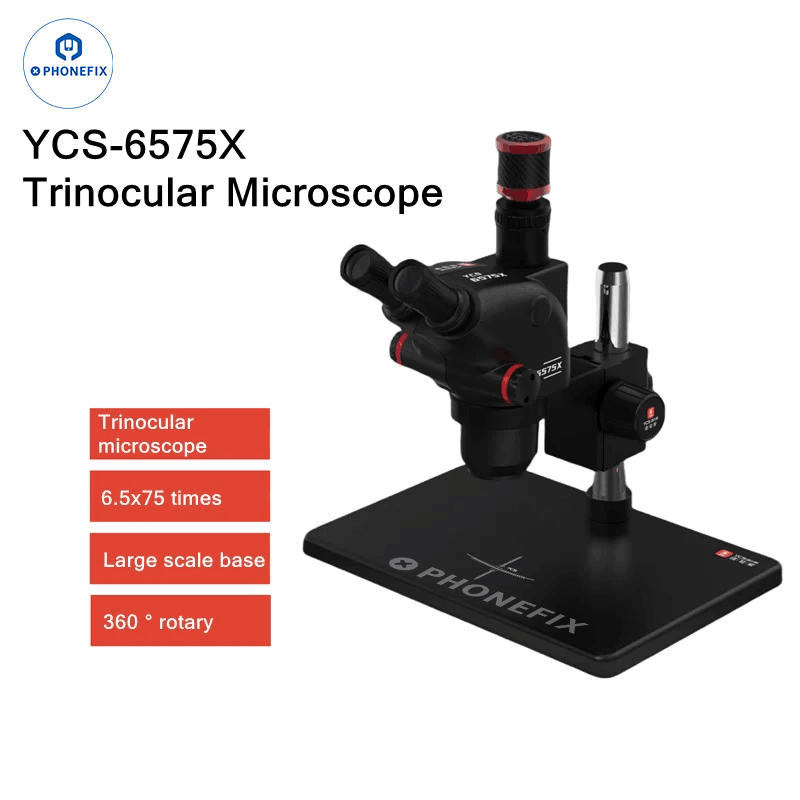 YCS 6575X 6.5X-75X Trinocular Microscope X80 4K Camera