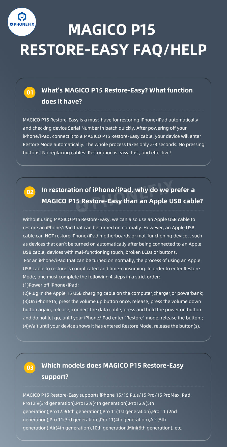 P15 Magico Restore Easy Cable For iPhone iPad Restore DFU Tool