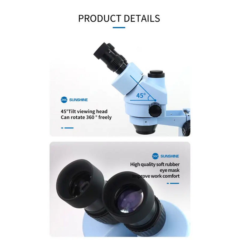 7X-45X SZM45T-B1 Trinocular Stereo Microscope with LED Lamp