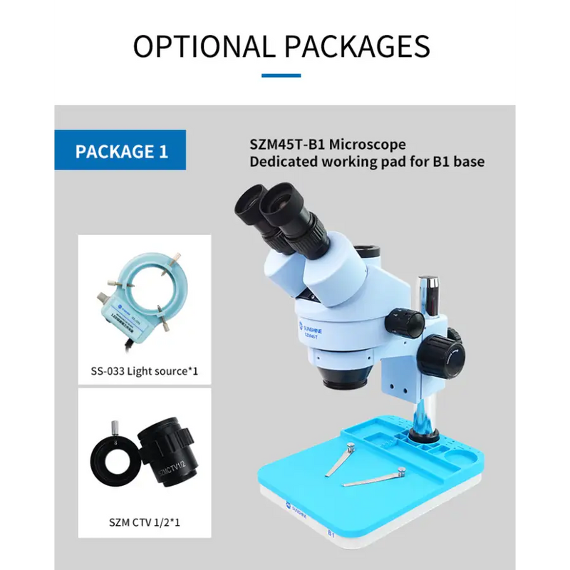 7X-45X SZM45T-B1 Trinocular Stereo Microscope with LED Lamp