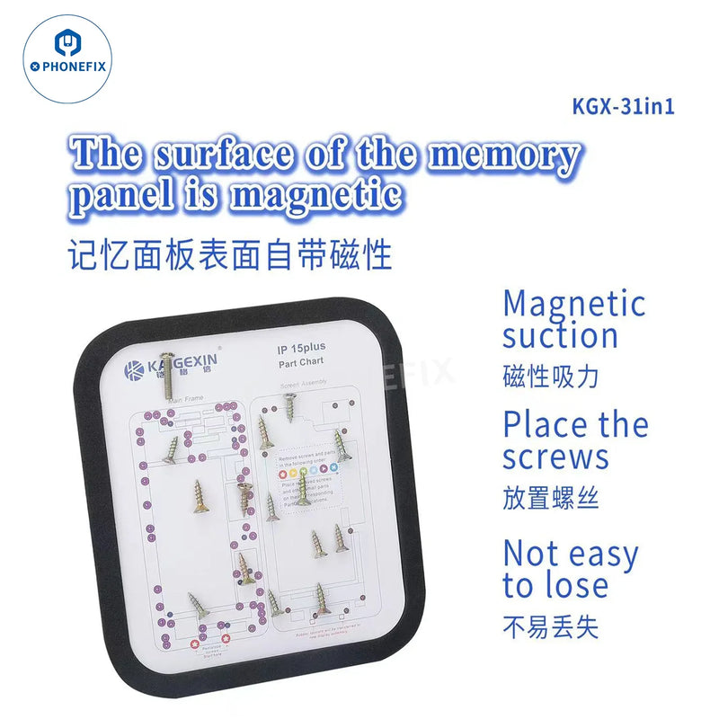 Magnetic Screw Mat Work Guide Chart for iPhone 6-15 Pro Max