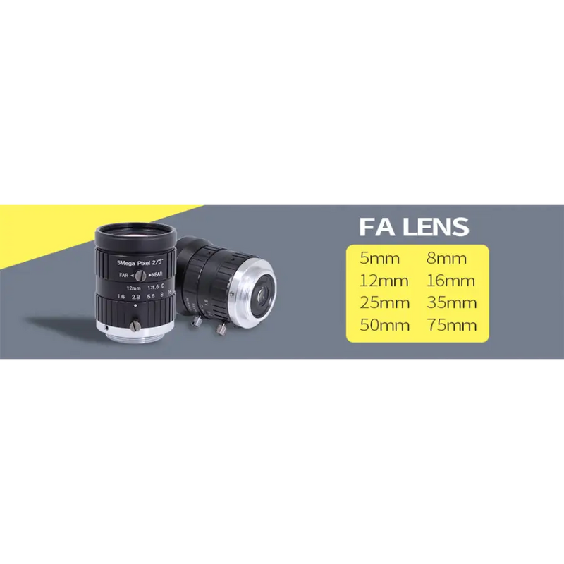 8MP 75mm FA Prime Lens C-mount F2.8 1" Manual Focus ITS Camera Lens