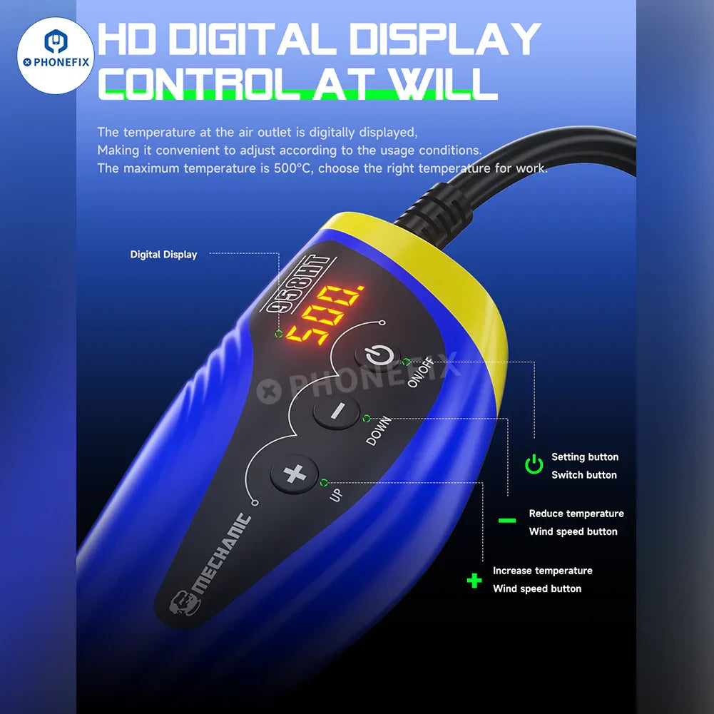 MECHANIC 958HT Portable Digital Hot Air Gun for Mobile Phone Repair