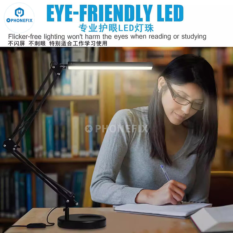 LED Eye Protection Desk Lamp Metal Swing Arm Table Lamp