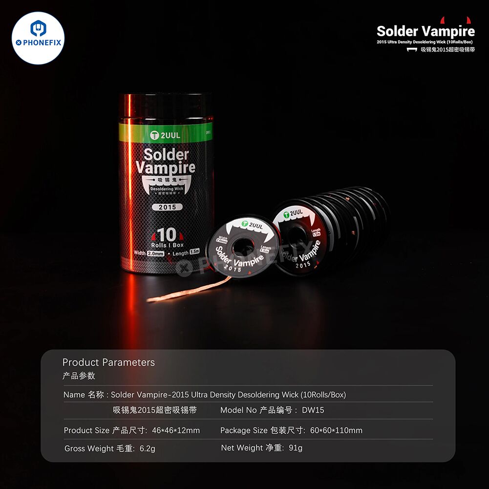 2UUL 2015 Desoldering Wick Phone Repair Kit PCB Welding Wire