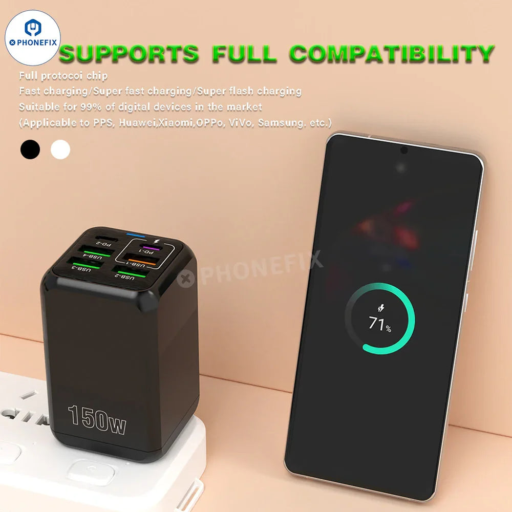 150W Multi Port Fast Charger Adapter Portable Travel USB Charger ...