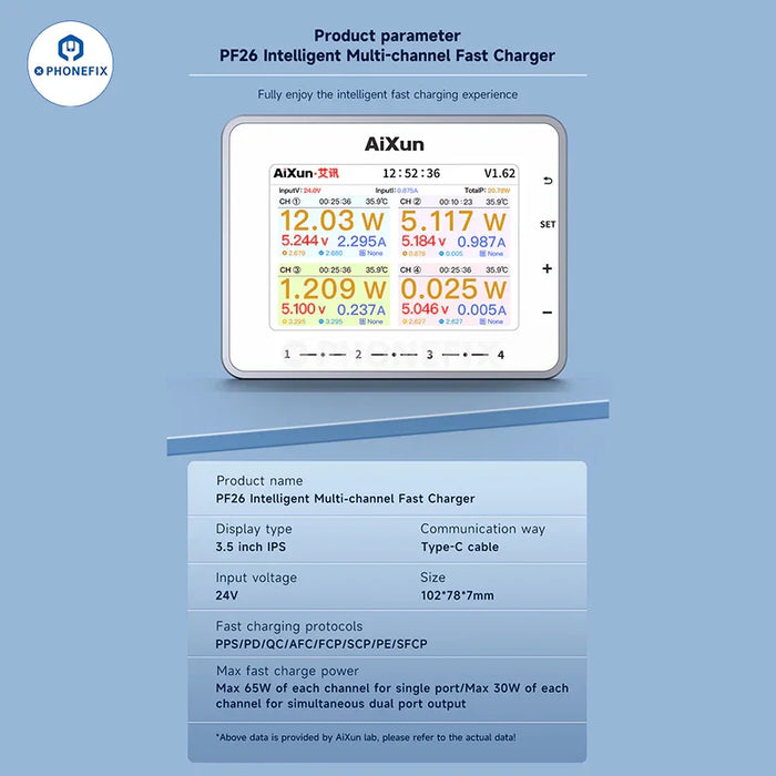 AiXun PF26 Smart Fast Charger Multi-channel 8 Ports Charging Station