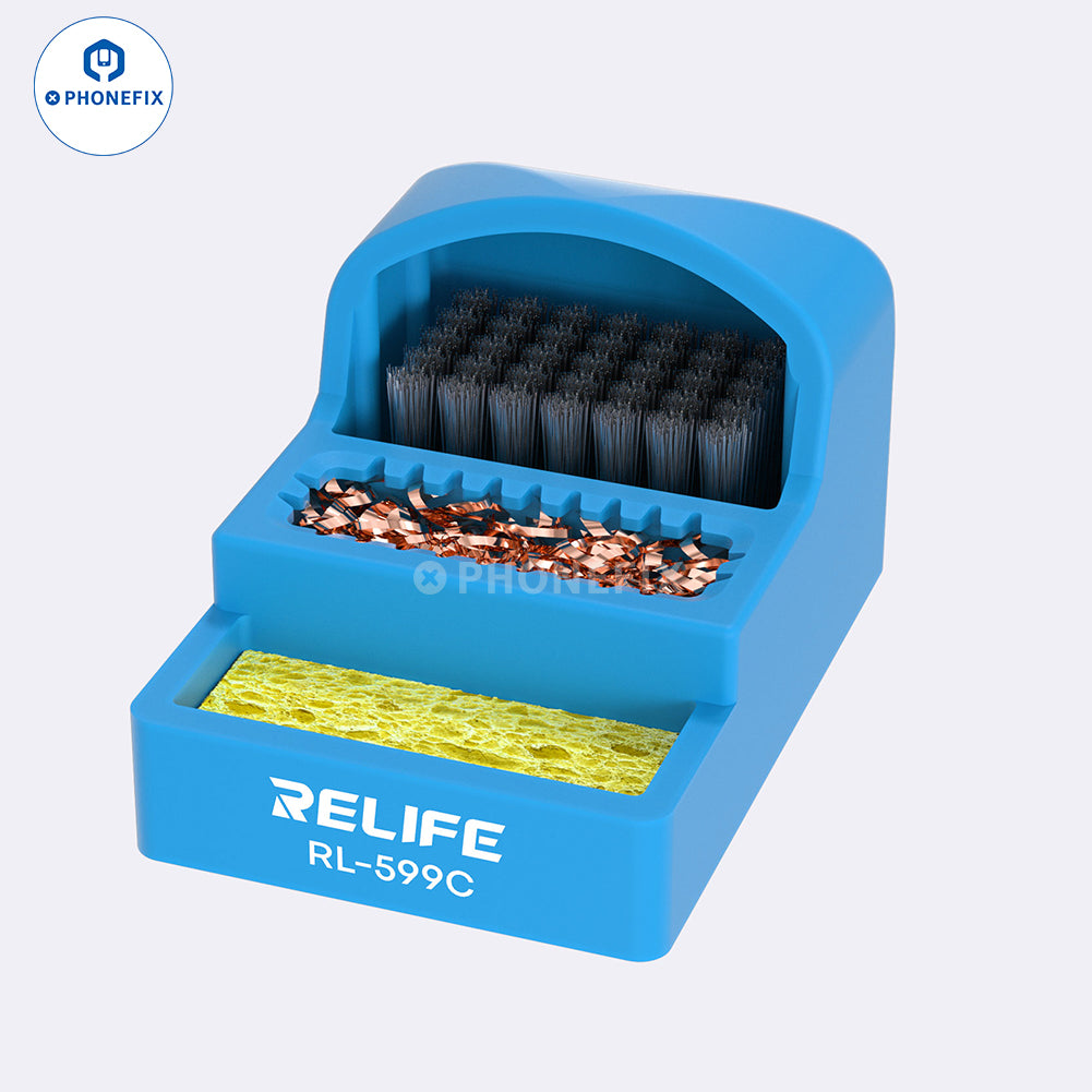 RL-599C Soldering Tip Cleaner With Steel Brush Sponge Copper Wire