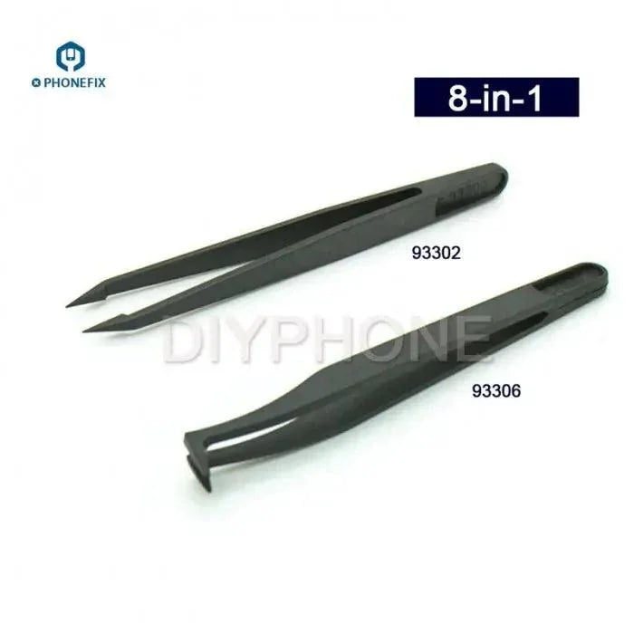Anti-static Carbon Fiber Tweezers Kit Craft Pick Tool for PCB Repair