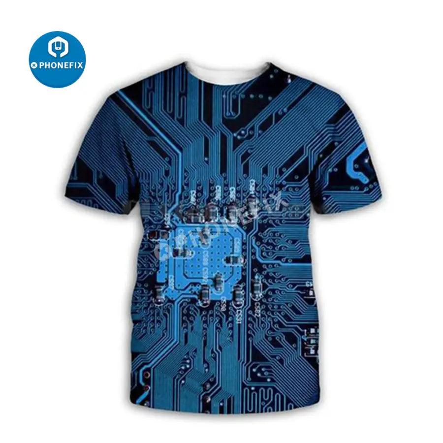 Electronic IC 3D Print Hip-hop Style T-Shirt For Phone Repair Men's