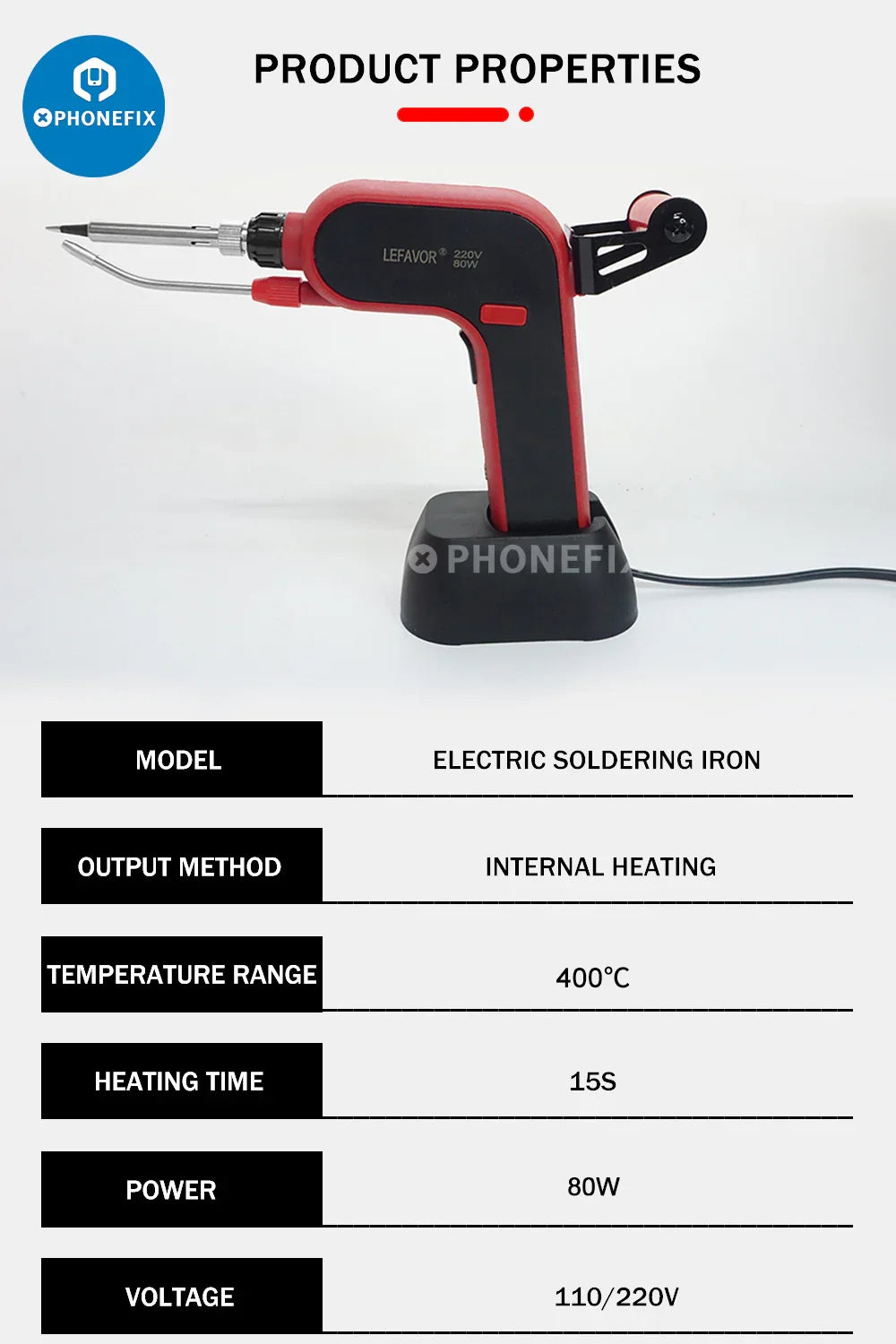 SW-80 Thermostat Soldering Iron With Soldering Tin Feeding Kit 80W