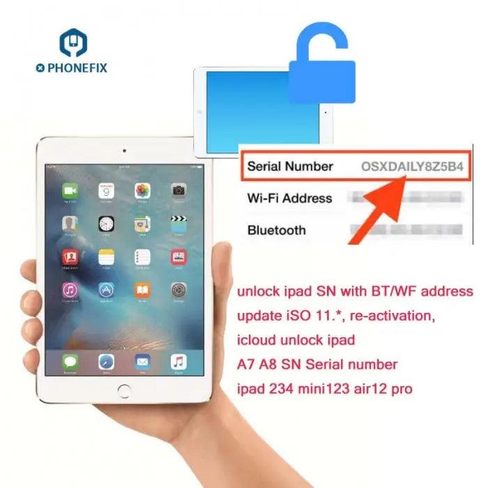 Fix ipad Activation Error Unlock Serial Number SN With BT WF Address