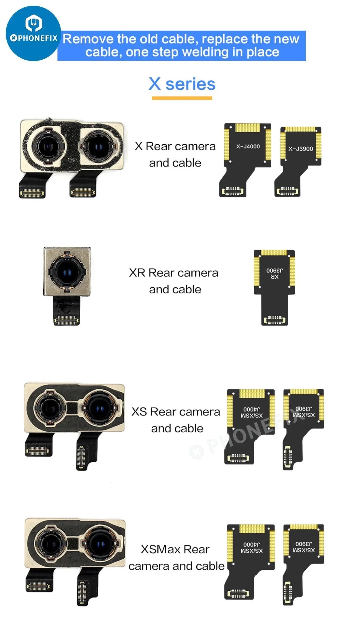 i2C Wide Angle Telephoto Rear Camera Cable For iPhone X-12 Pro Max