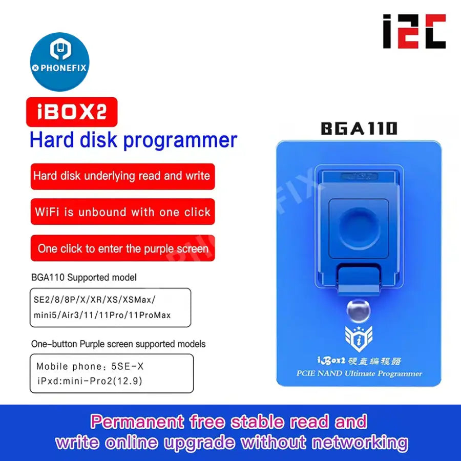 ibox P12 box irepair BGA110 NAND Programmer DFU Purple Screen Tool