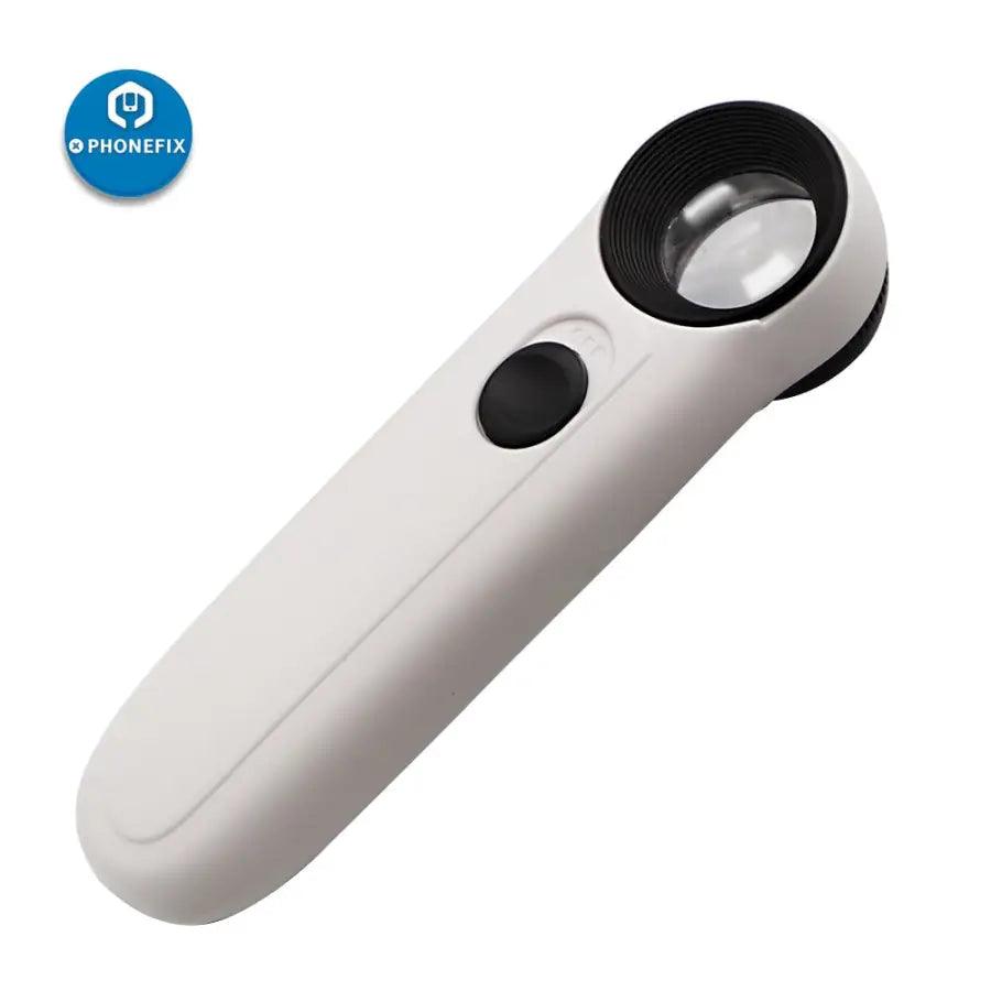 LED Light Handheld 40 Times HD Magnifier Glass For PCB Circuit Board R