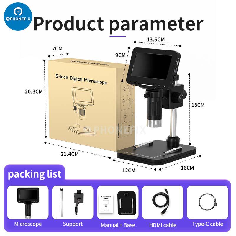 LP050 4.3Inch 1000X Digital Microscope 20MP Camera Video Recorder