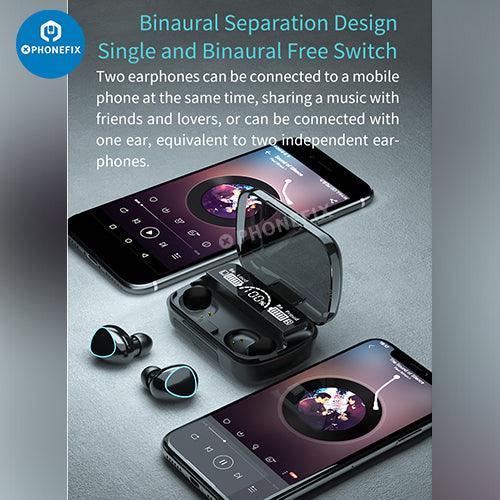 M10 TWS LED Bluetooth Waterproof Earphones 9D Wireless Earbuds