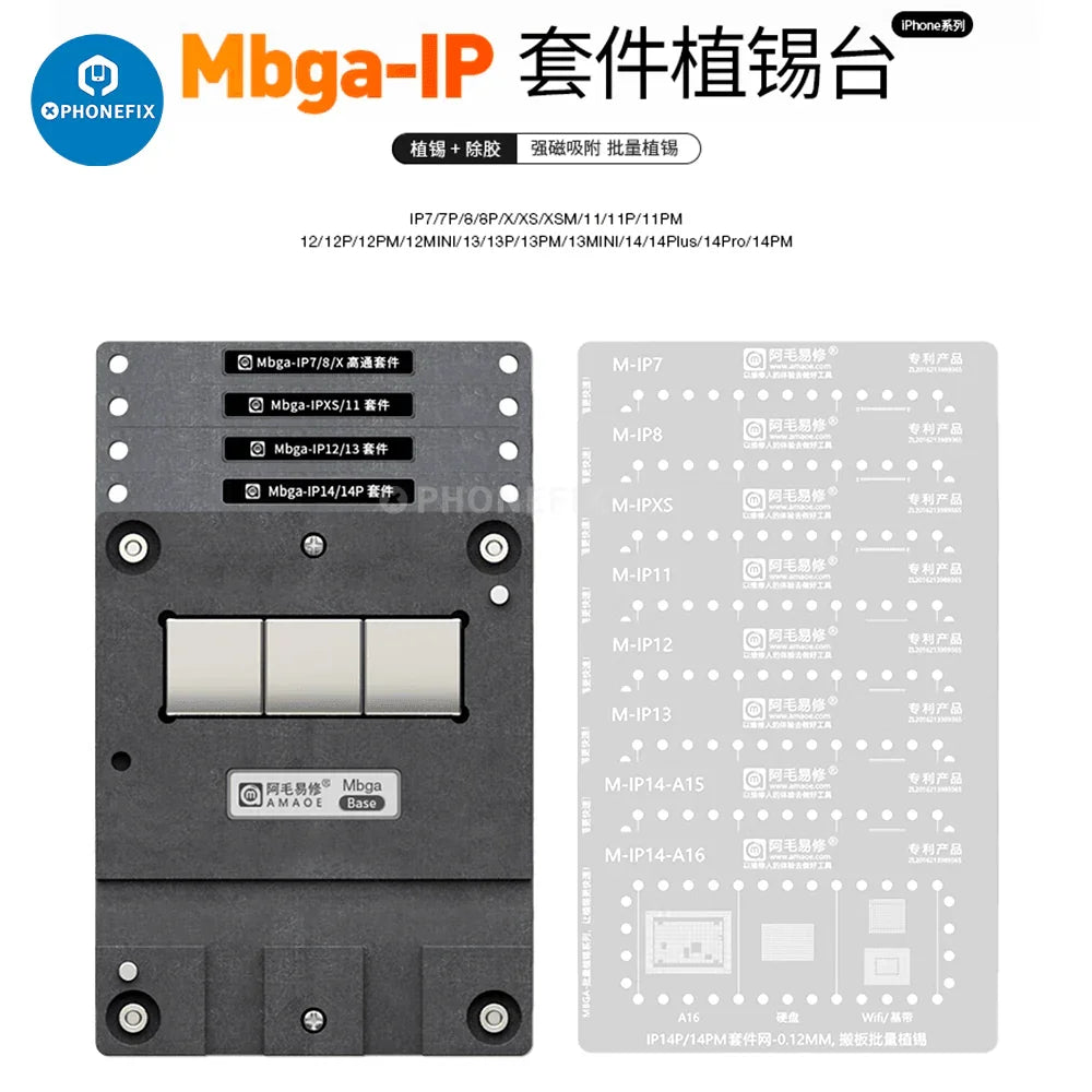 Mbga-IP 26 IN 1 BGA Reballing Platform For iPhone 7 to 15 Pro Max