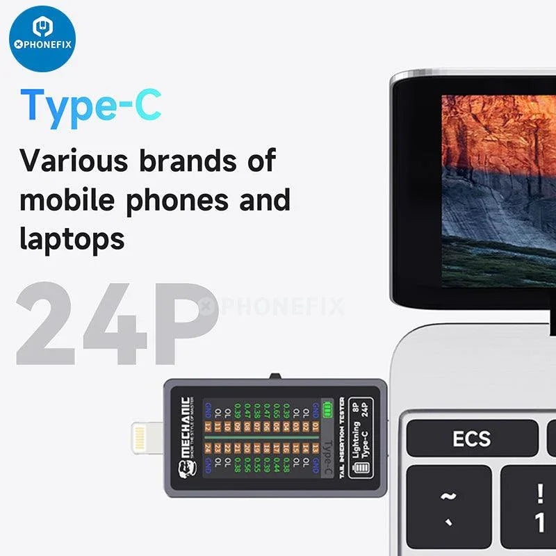 Mechanic T-824 Tail Insertion Detector Type-C Lightning Phone Tablet