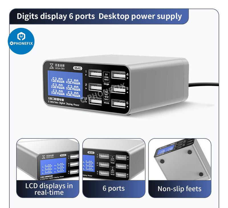 Multifunction Digits Display wireless Charging Desktop Power Supply