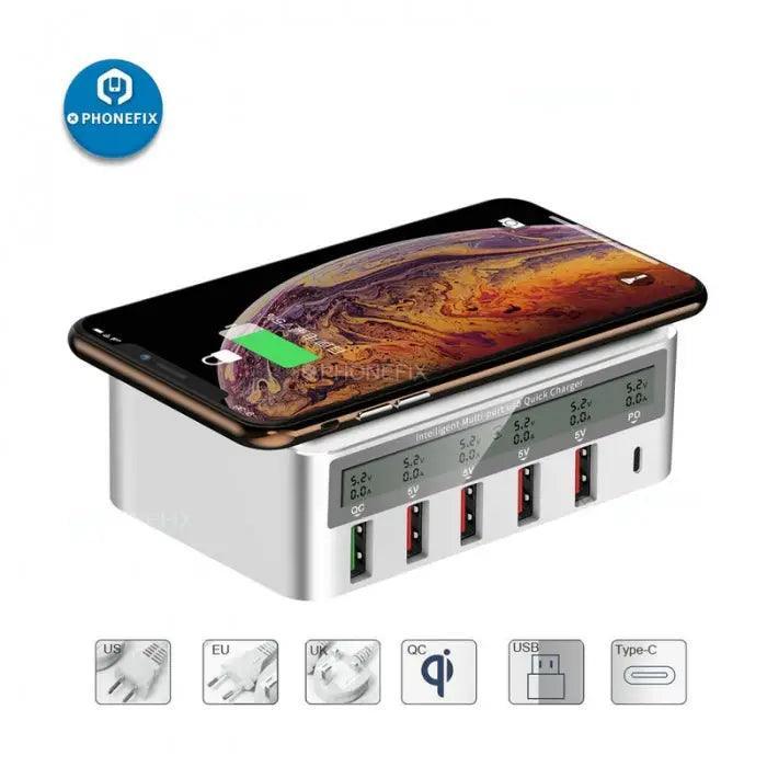 Multiport Type-C Quick USB 3.0 Charger Station Wireless Charging Hub