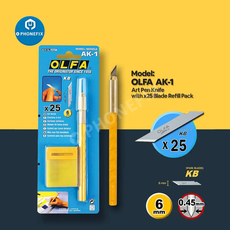 OLFA AK-1 Art Knife Cutter With 25 KB Blades