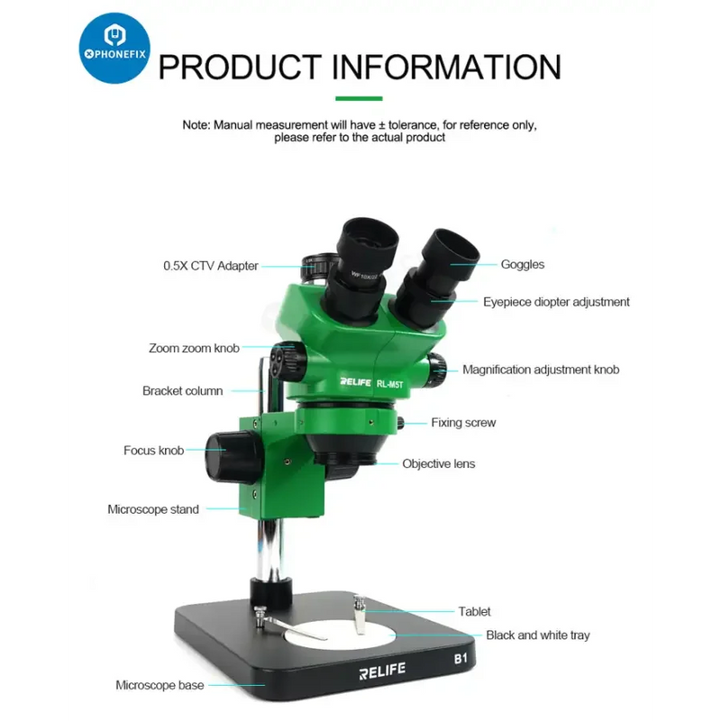 RELIFE RL-M5T-B1 Trinocular Microscope with Display HDMI Camera