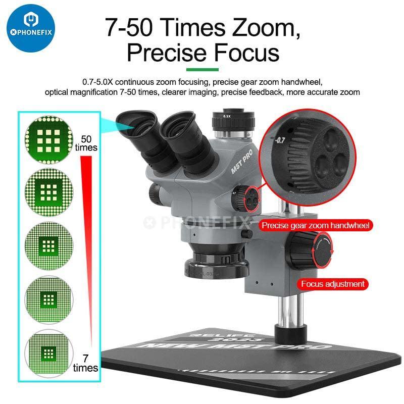 Relife RL-M5T-B11 7-50X HD Trinocular Zoom Stereo Microscope