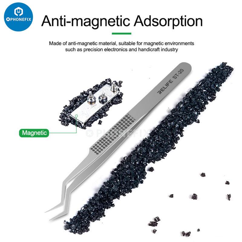 RELIFE RT 11C 15C Titanium Alloy Tweezers PCB IC Jump Wire Tweezers