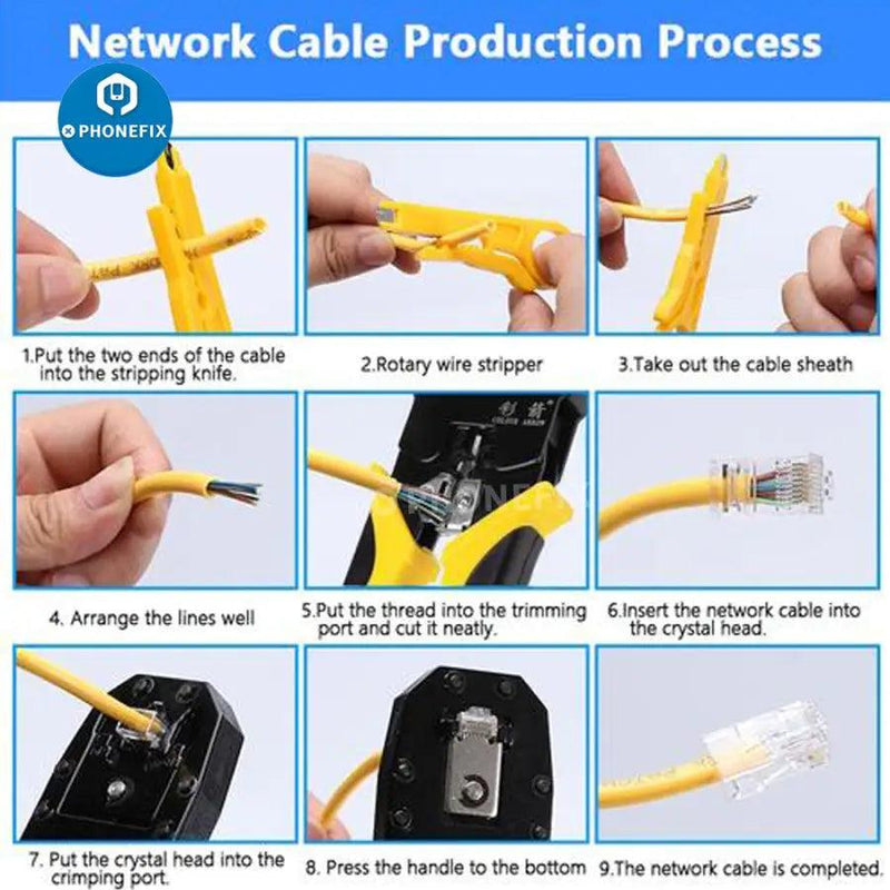Repair Tool Kit Set Cable Tester AND Plier Crimp For PC Repair