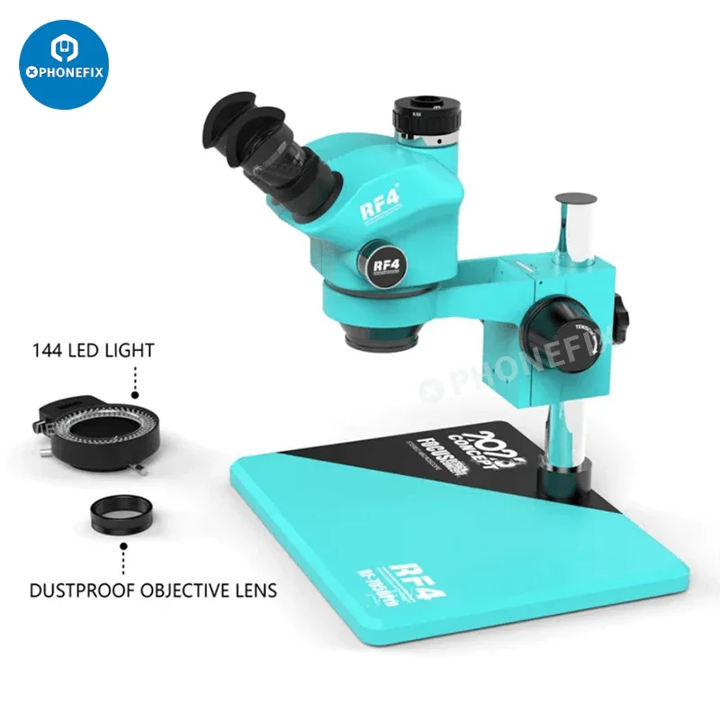 RF7050Pro 7-50X Zoom Trinocular Stereo Microscope With Alloy Base