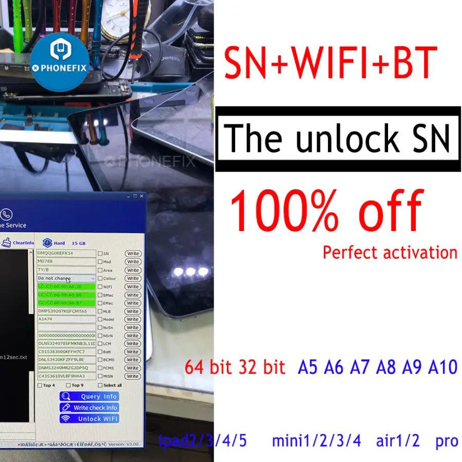 SN Serial Number For iPad Mini 1234 Air Pro 12.9 iPad icloud unlock