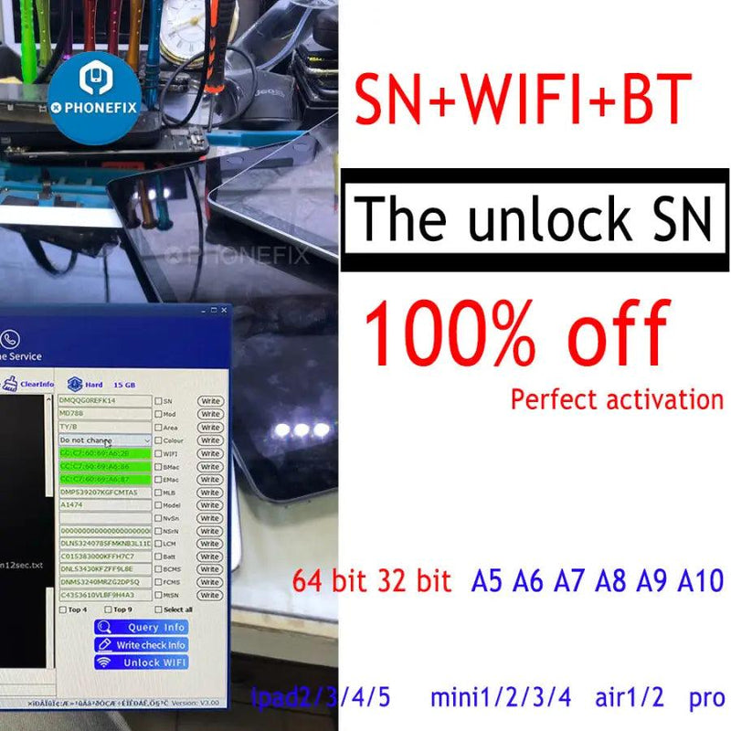 SN Serial Number For iPad Mini 1234 Air Pro 12.9 iPad icloud unlock