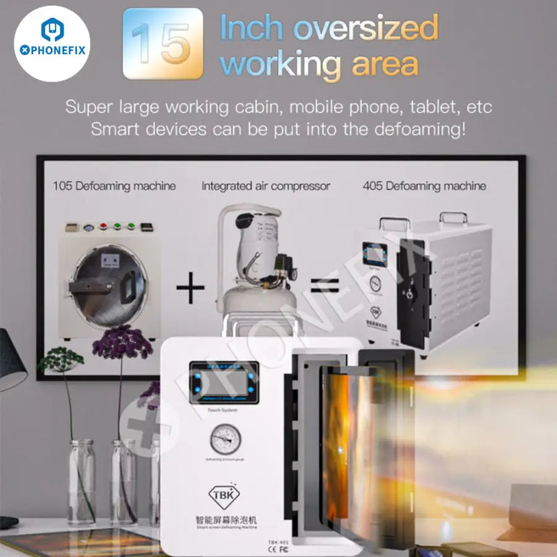 TBK-405 15-inch Smart Screen Defoaming Bubble Remover Machine