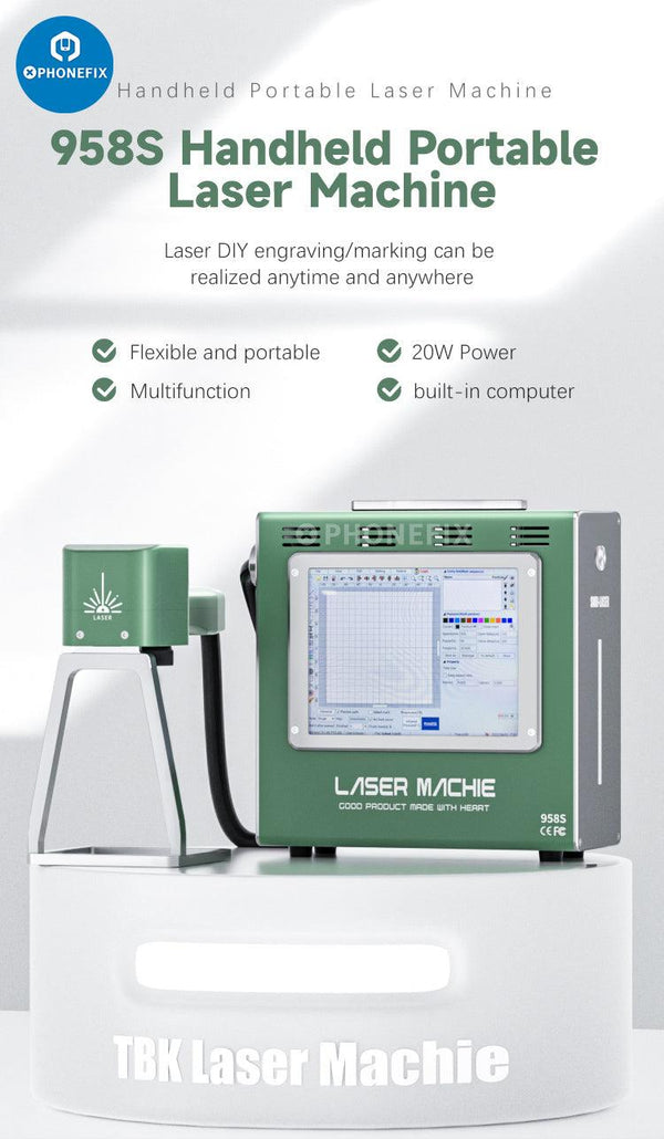 TBK 958S 20W Laser Machine Handheld DIY Marking Engraving Tool