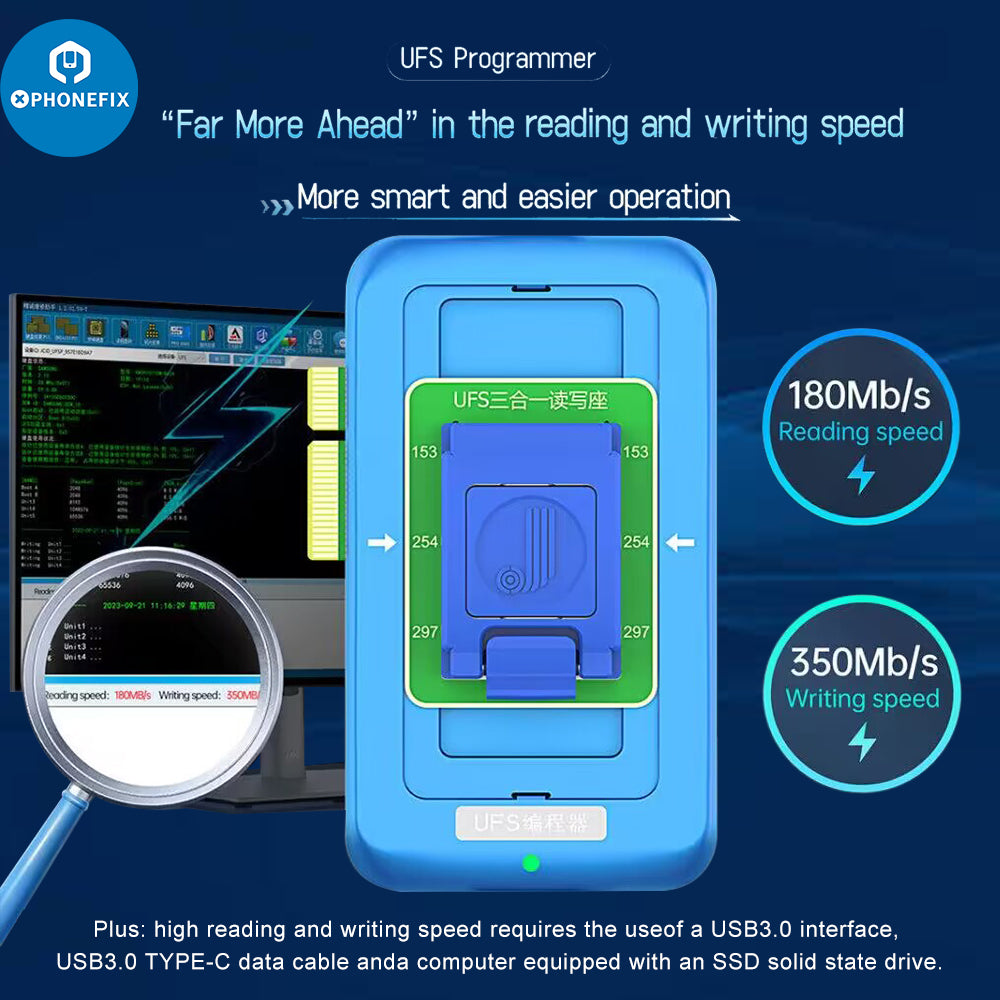 JCID UFS Programmer U15 BGA153/254/297 3 In 1 Read Write Tool